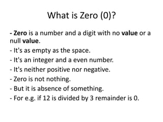 Origin, history and application of Zero. | PPTX
