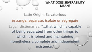 Presentation on Doctrine of Severability | PPTX