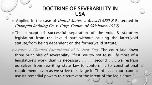 Presentation on Doctrine of Severability | PPTX | Law