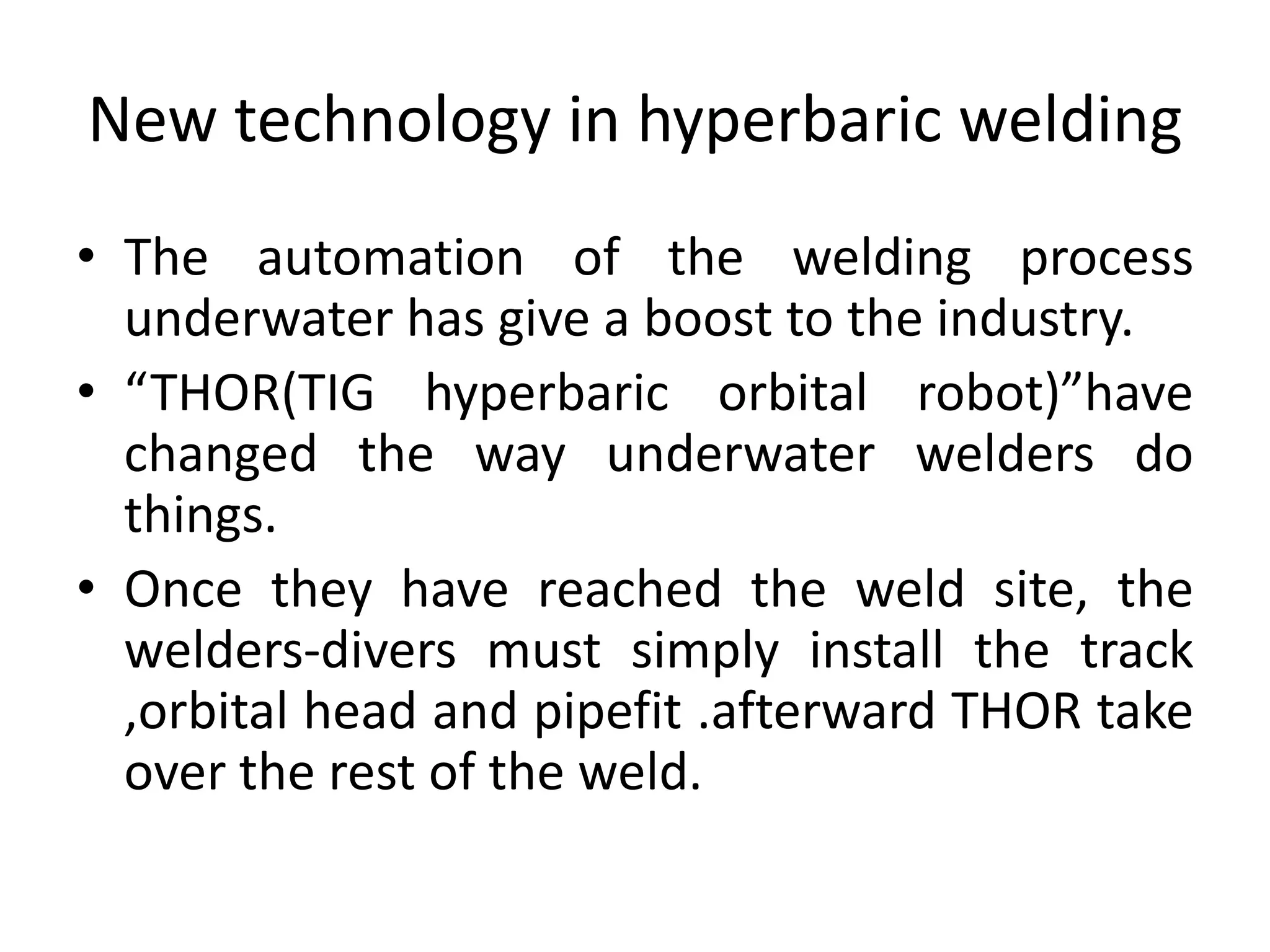 Presentation on underwater dry welding | PPTX