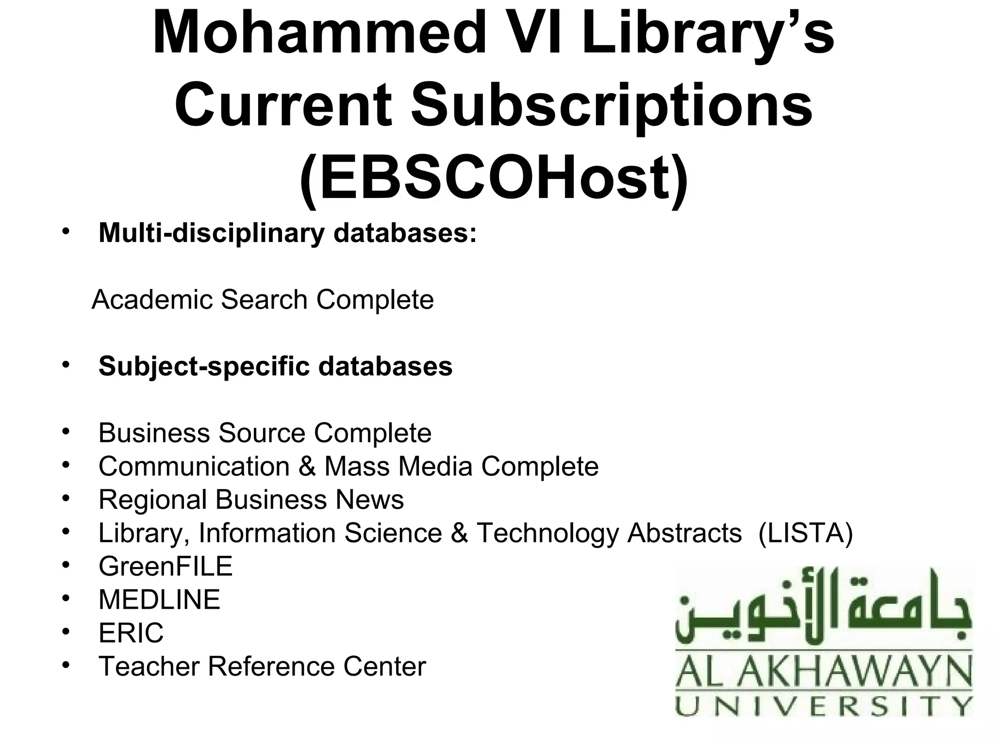 EBSCOHost & JSTOR | PPT