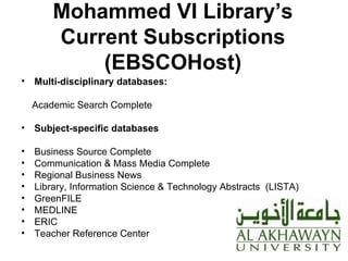 EBSCOHost & JSTOR | PPT