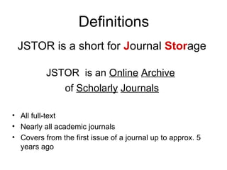 EBSCOHost & JSTOR | PPT