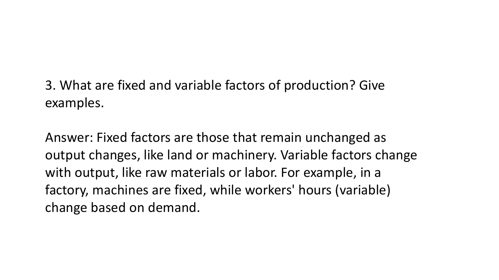 Presentation eco revision class 11 production function | PDF