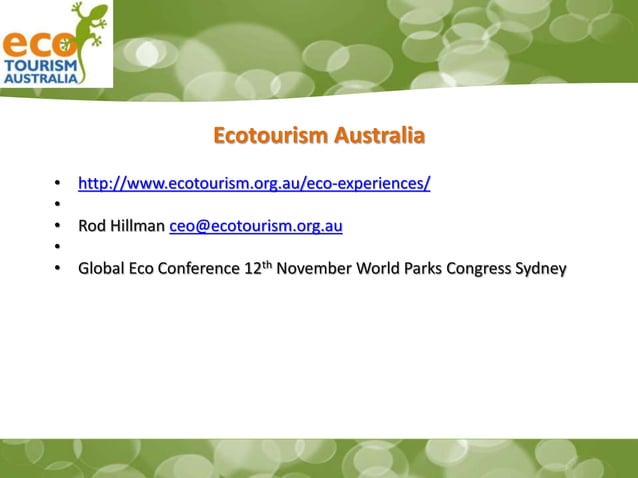 Ecotourism – your natural advantage | PPT