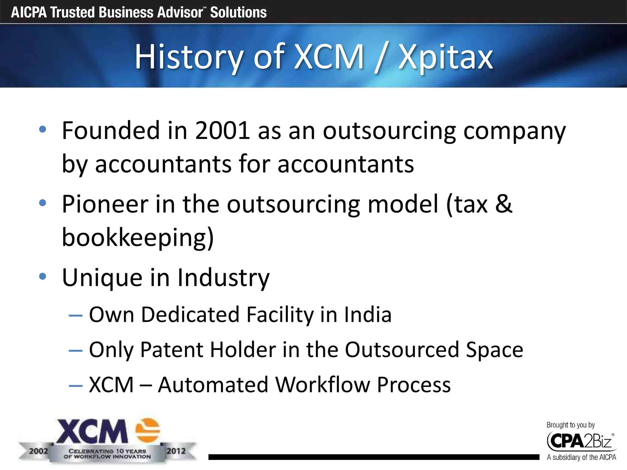 eCPAn presentation of Outsourcing & XCM workflow
