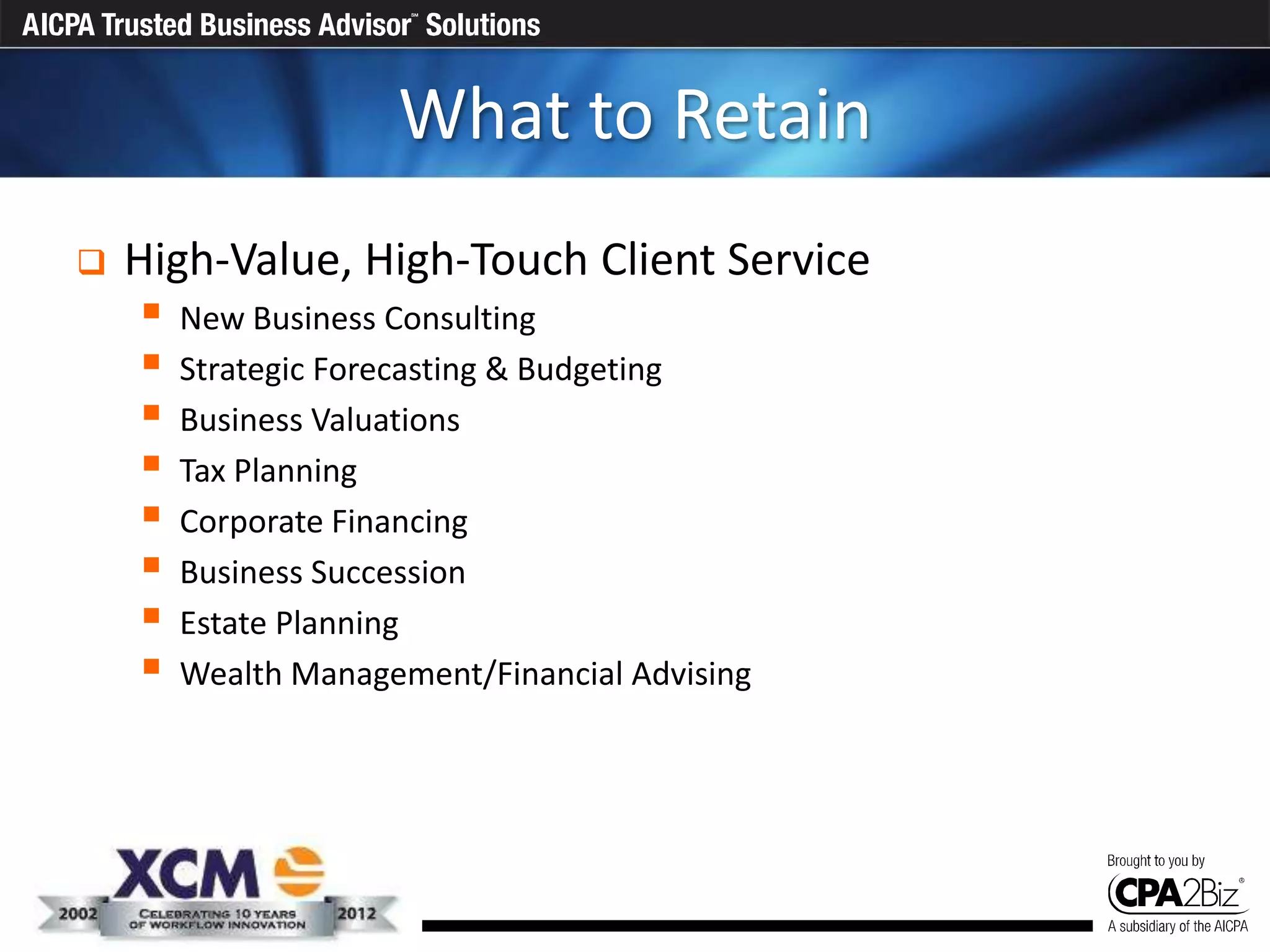 eCPAn presentation of Outsourcing & XCM workflow