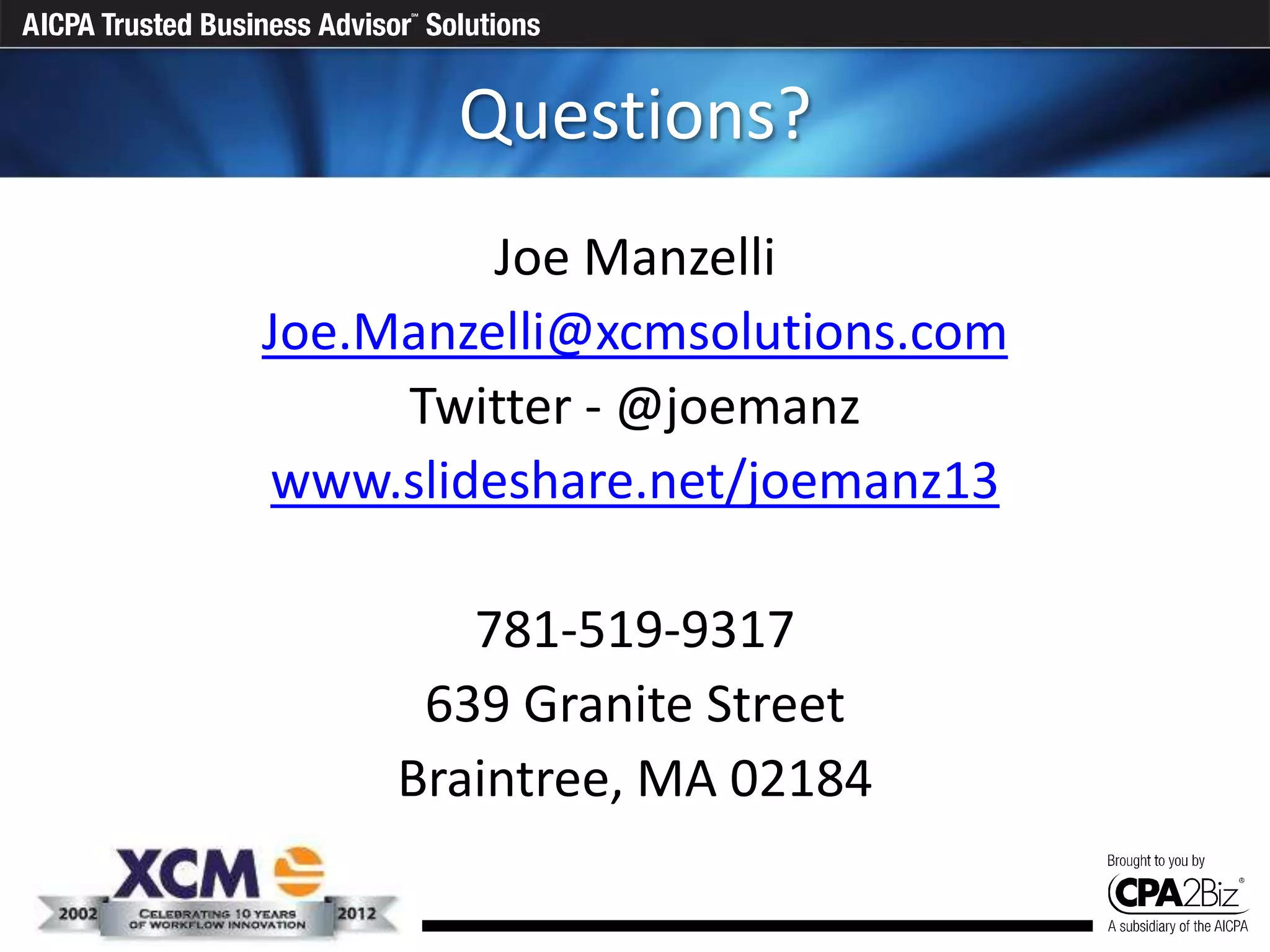 eCPAn presentation of Outsourcing & XCM workflow