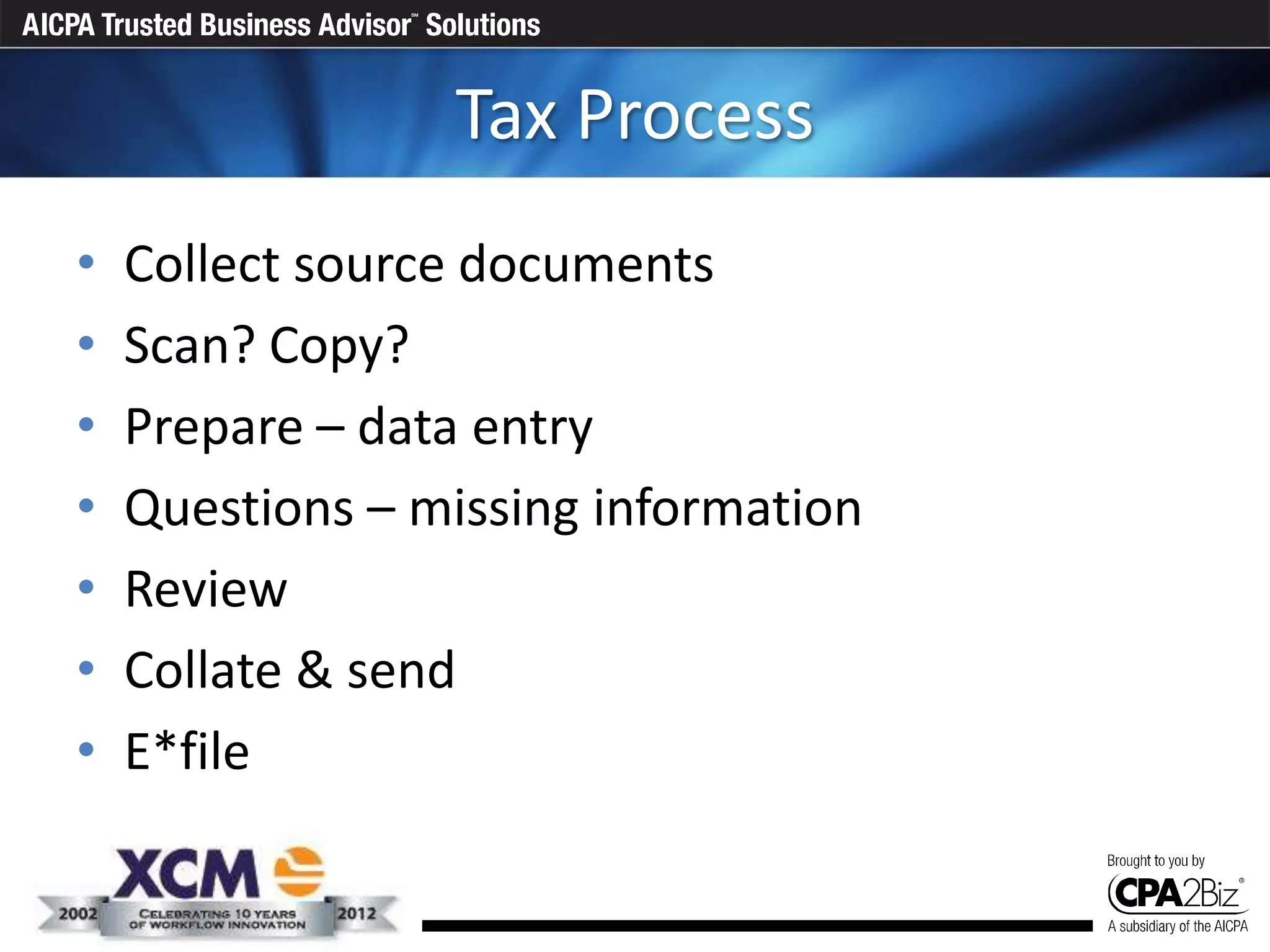 eCPAn presentation of Outsourcing & XCM workflow