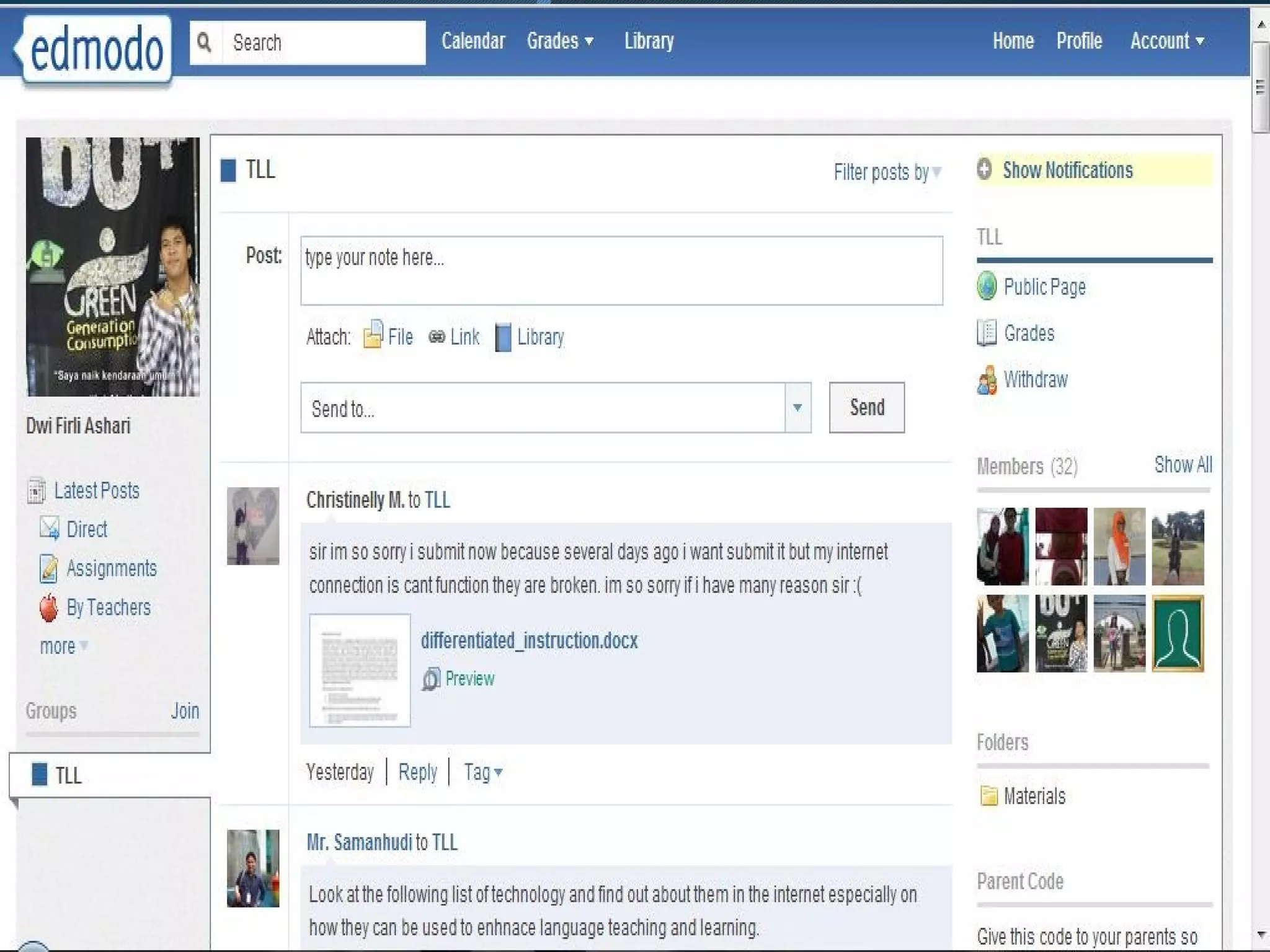 Teaching English using Edmodo | PPT