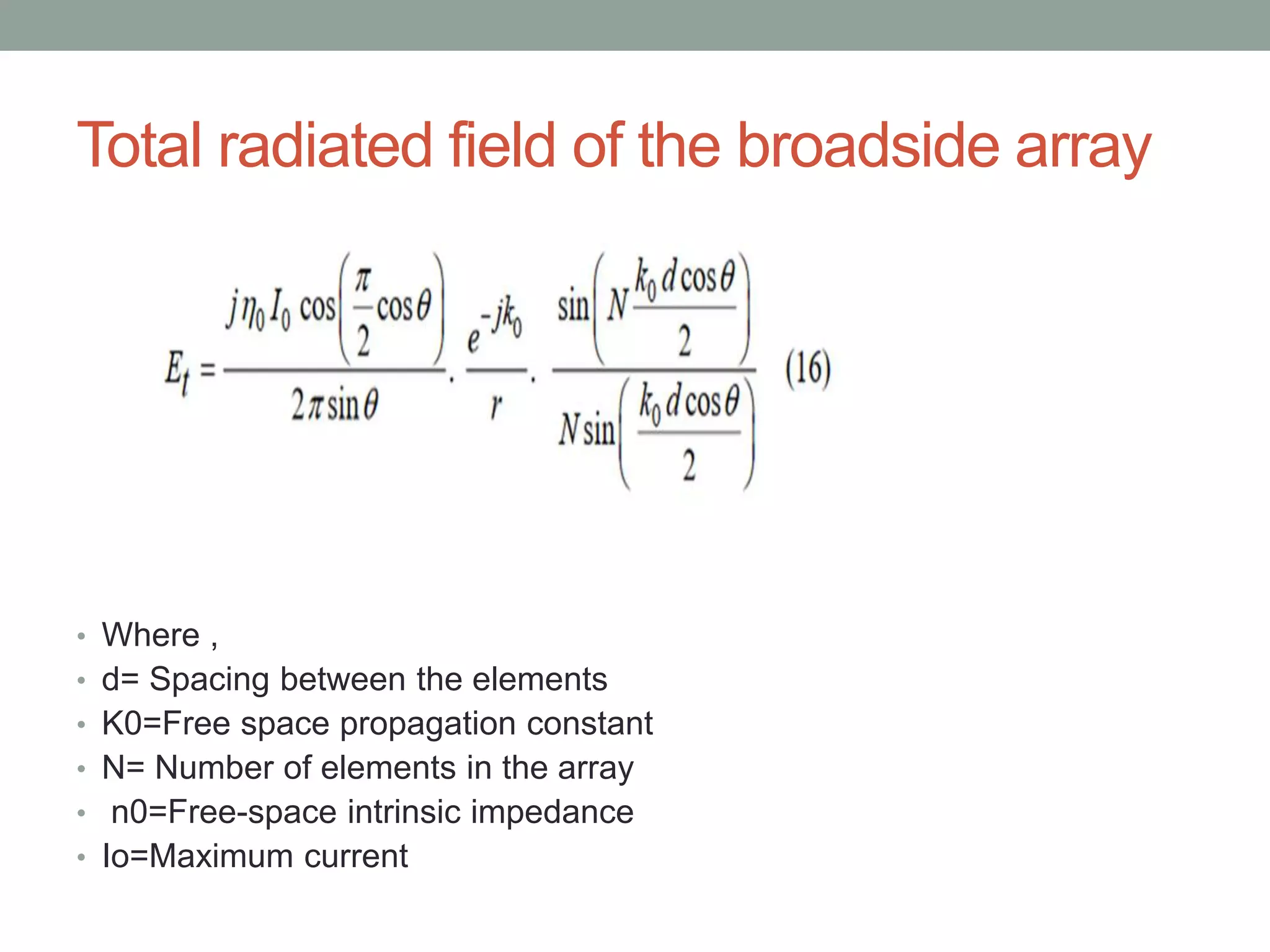 To design a dipole antenna using Broad-side Array which covers a ...