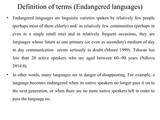 Presentation endangered languages and linguistic diversity | PPTX