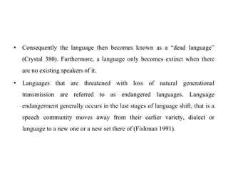 Presentation endangered languages and linguistic diversity | PPTX