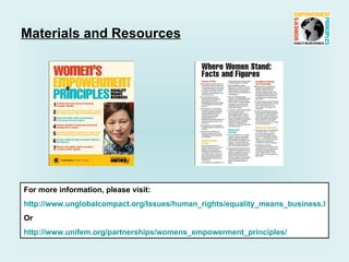 Women’s Empowerment Principles, UNIFEM | PPT | Job Market | Economy