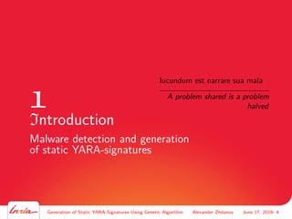 Generation of Static YARA-Signatures Using Genetic Algorithm | PPT