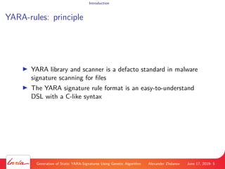 Generation of Static YARA-Signatures Using Genetic Algorithm | PPT
