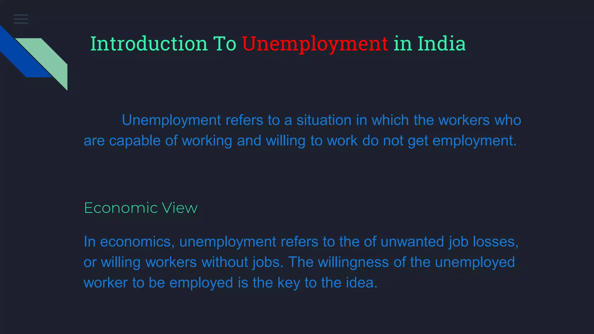 UNEMPLOYMENT IN INDIA | PPTX