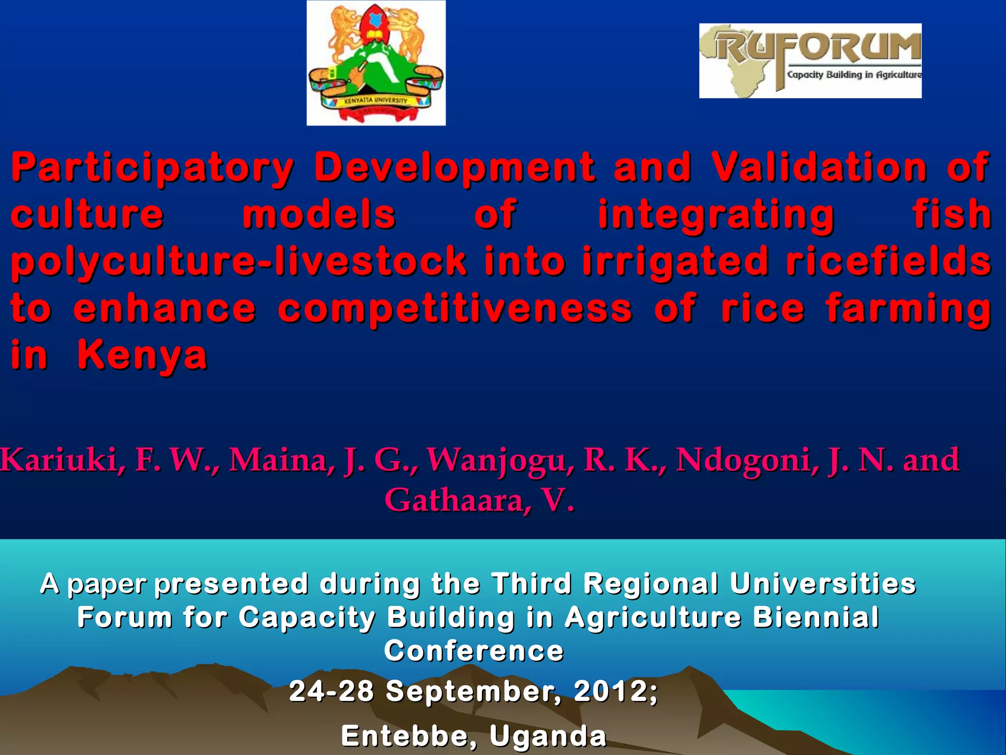 Participatory Development and Validation of culture models of ...