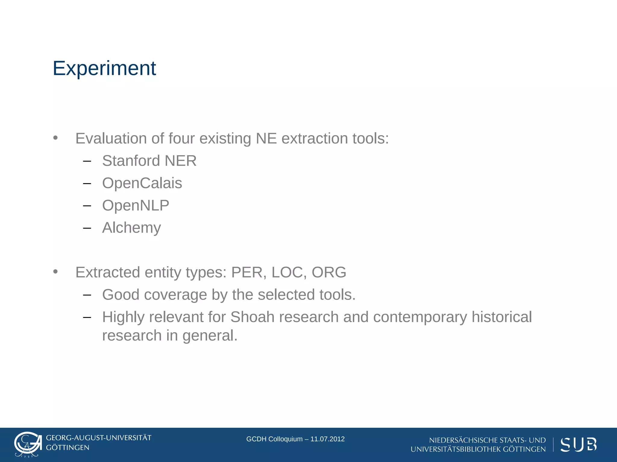 Named Entity Extraction Tools For Raw Ocr Text Pdf Databases Computer Software And