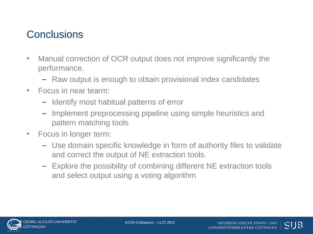 Named Entity Extraction Tools For Raw Ocr Text Ppt