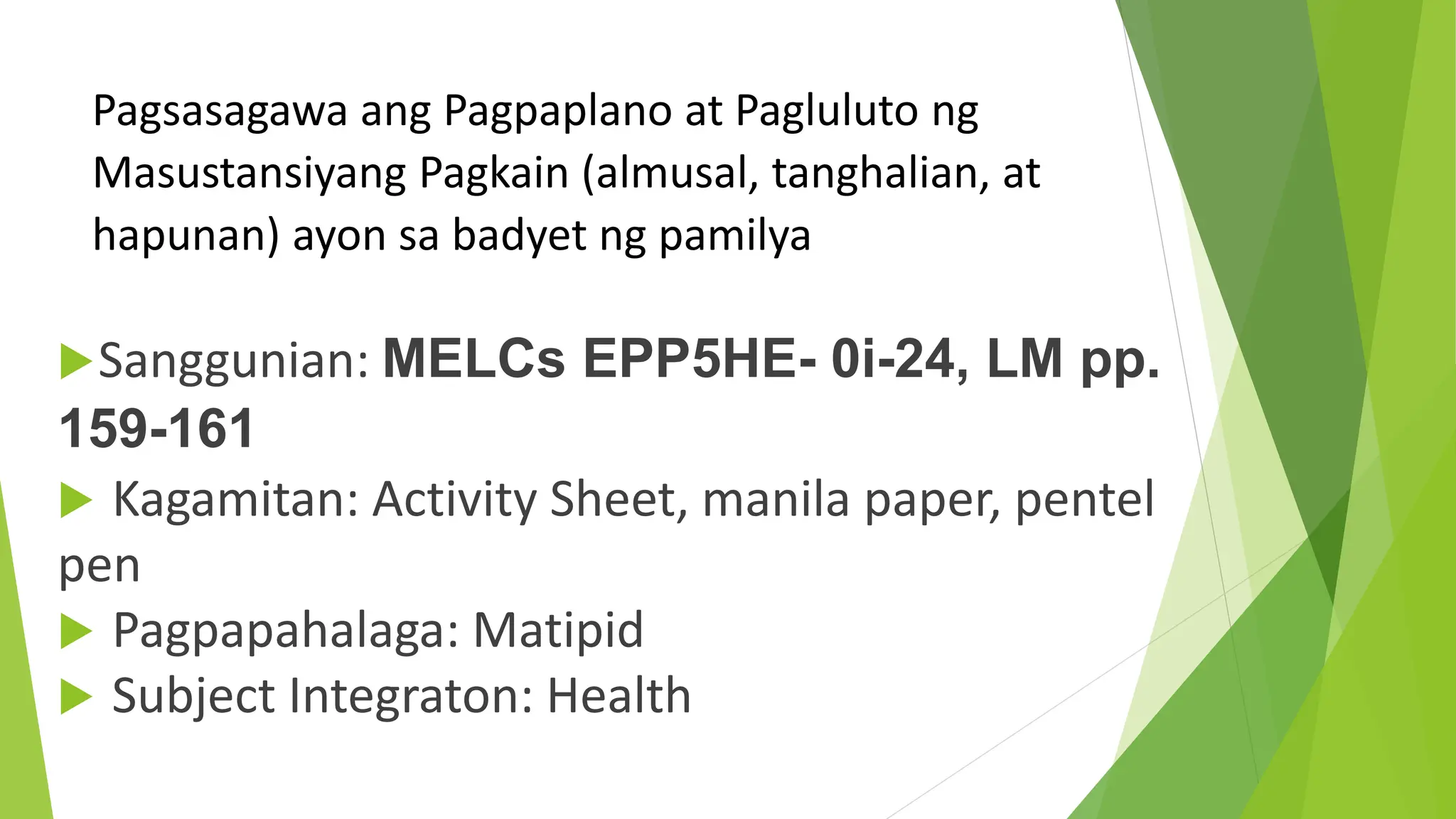 Presentation epp 5.pptx for Grade 5 learners to help them for an effective learning process | PPTX