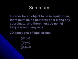 Equilibrium and Equation of Equilibrium:2D | PPT