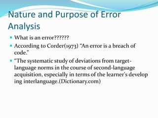 Presentation error analysis | PPTX | Educational Assessment | Education