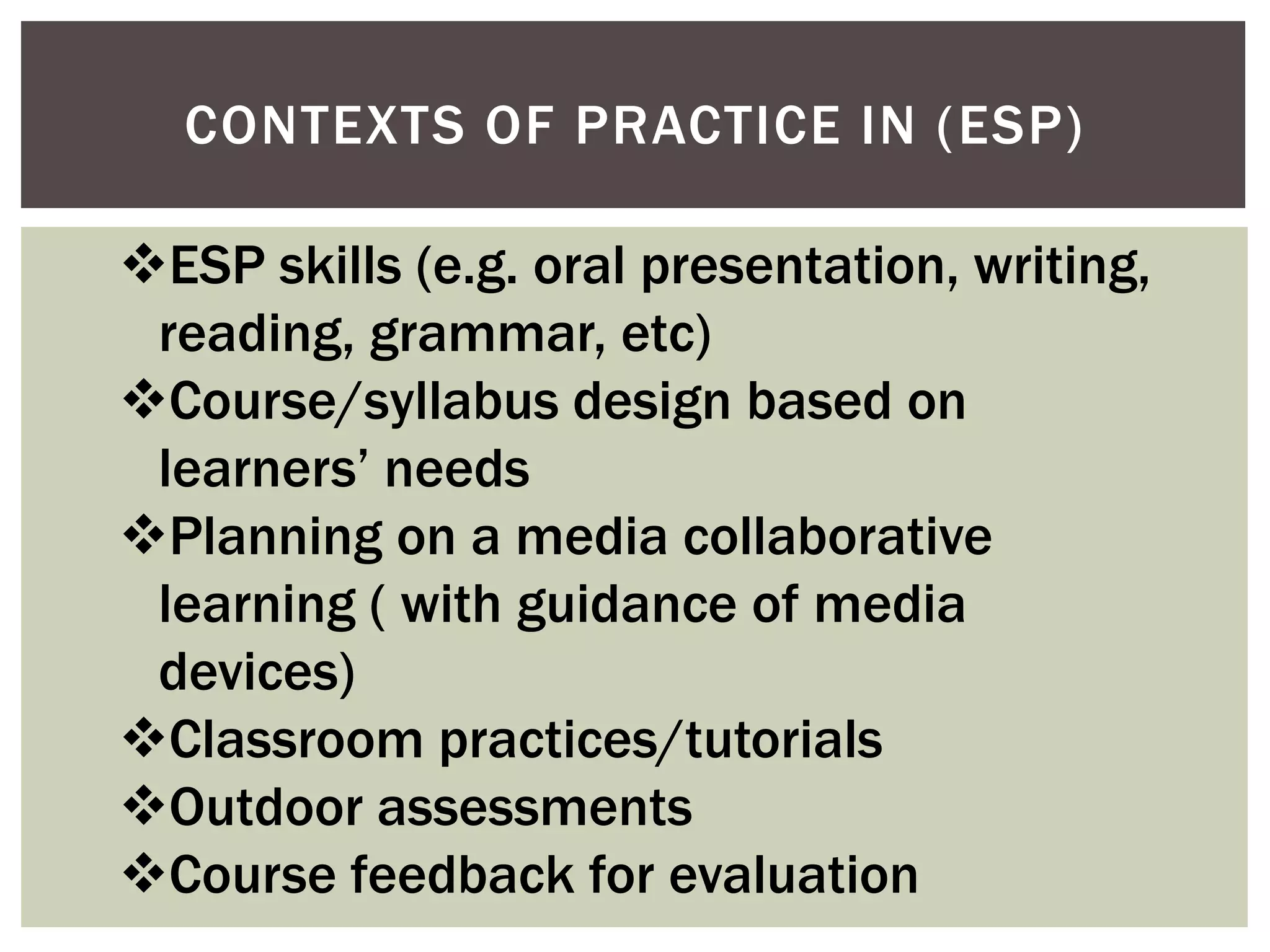 APPROACHES TO ESP TRAINING | PPTX