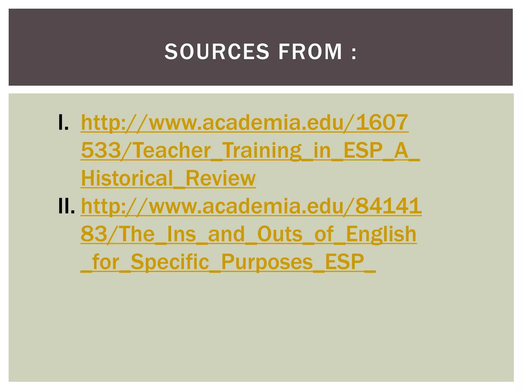 APPROACHES TO ESP TRAINING | PPTX