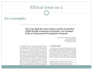Ethics in health promotion evaluation research | PPT