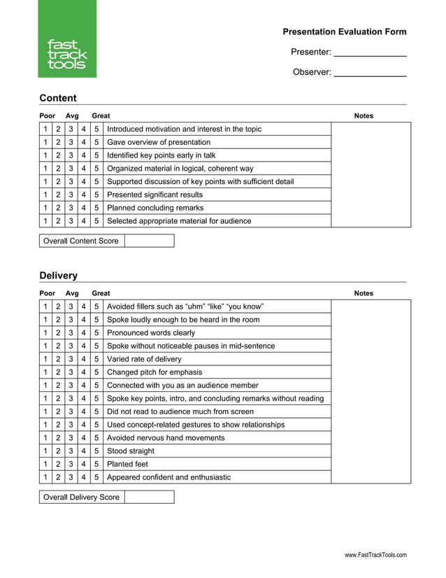Presentation Evaluation Form v1.0 | DOC