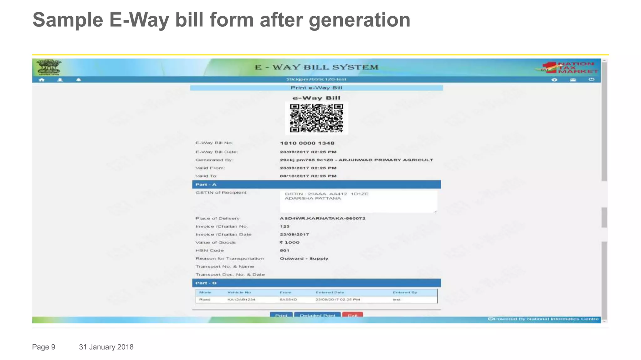 Presentation E-WAY bill | PPTX