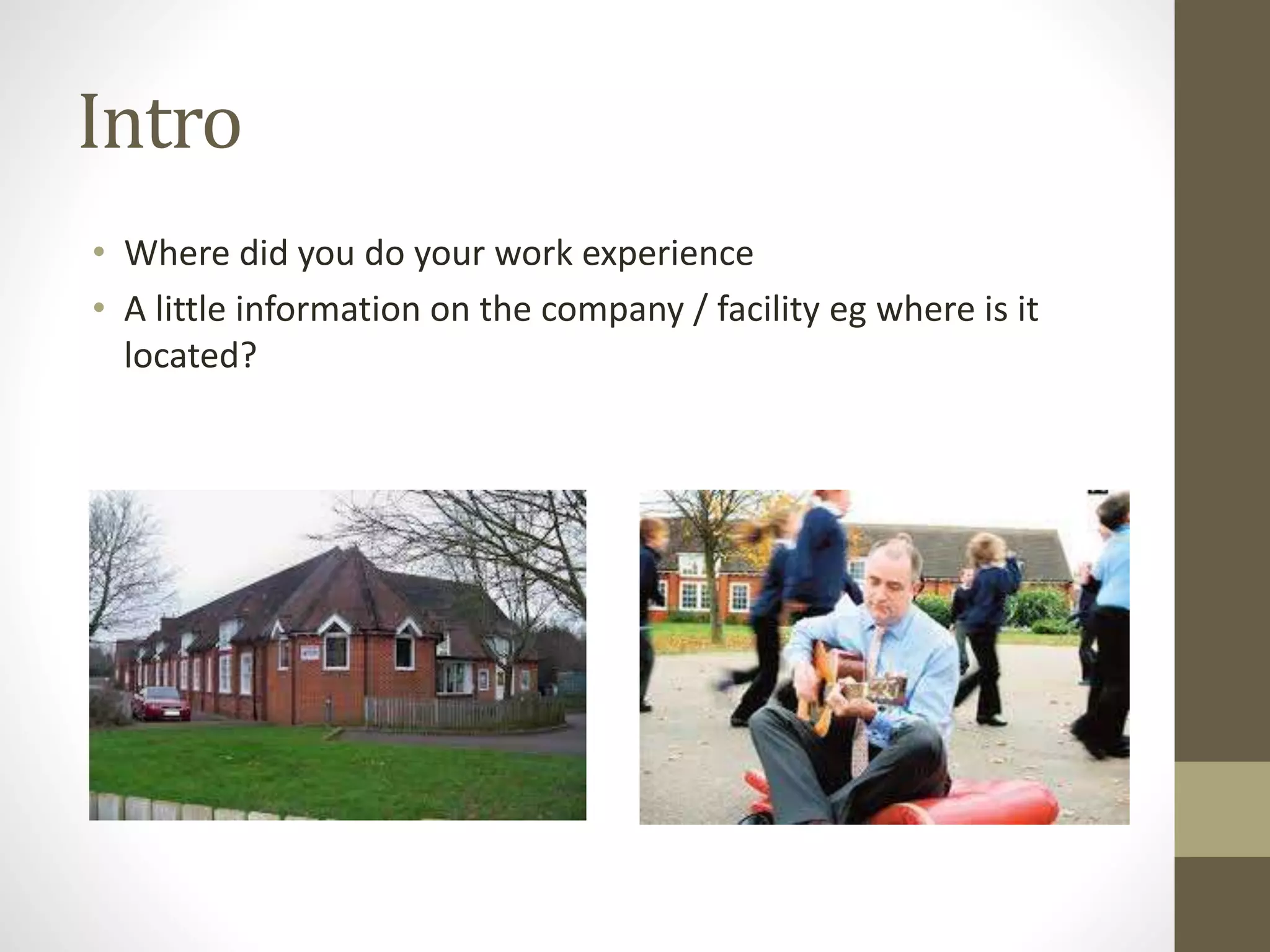 Work Experience Presentation example | PPTX
