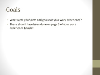 Work Experience Presentation example | PPTX