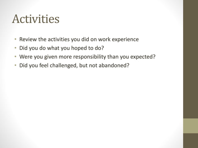 Work Experience Presentation example | PPTX | Resume Writing and Advice ...