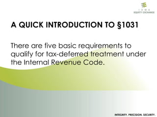 Section 1031 Exchange - The Basics | PPT
