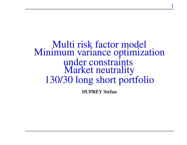 Multi risk factor model | PPT