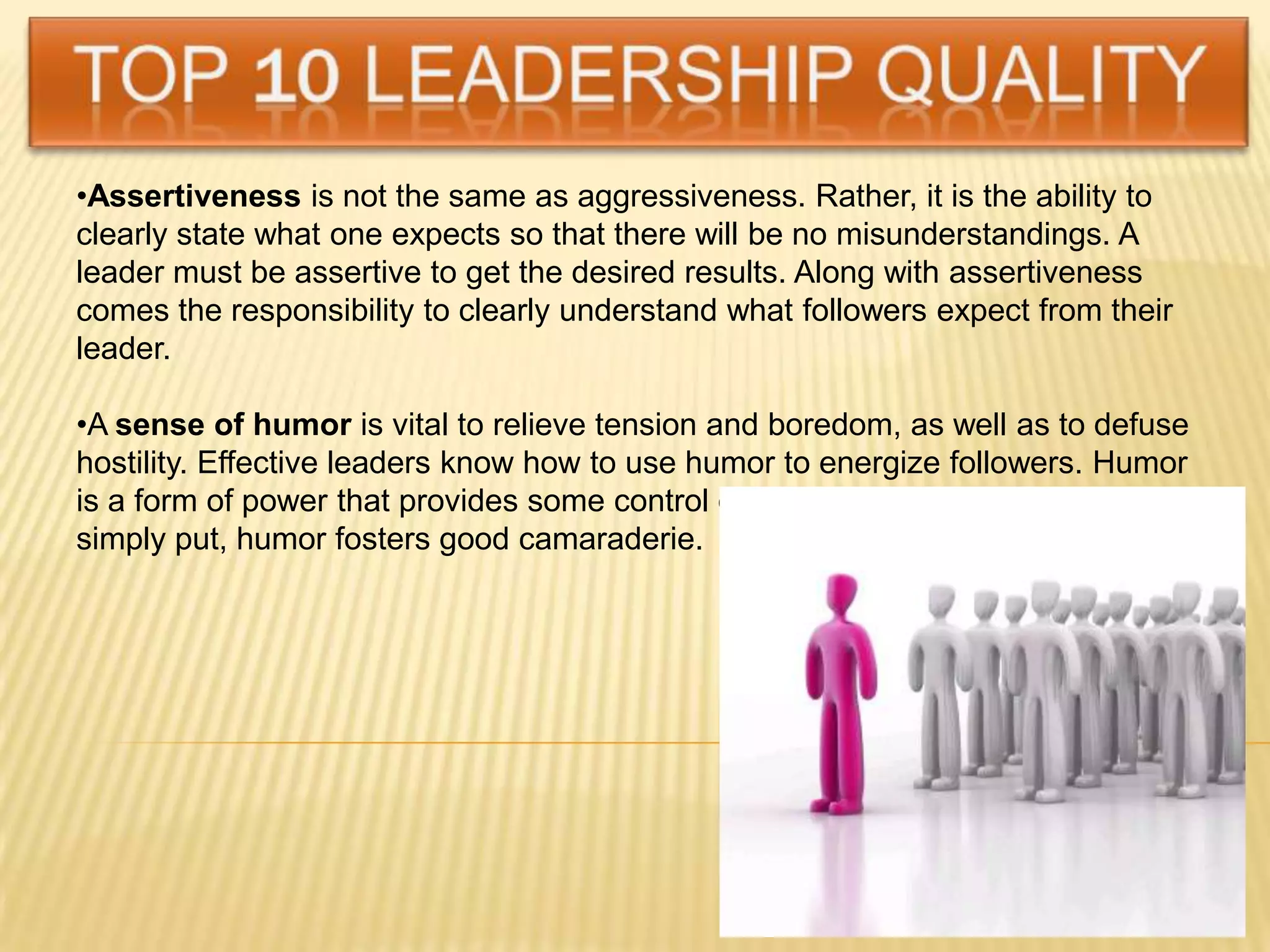 leadership qualities | PPTX | Resume Writing and Advice | Job Search