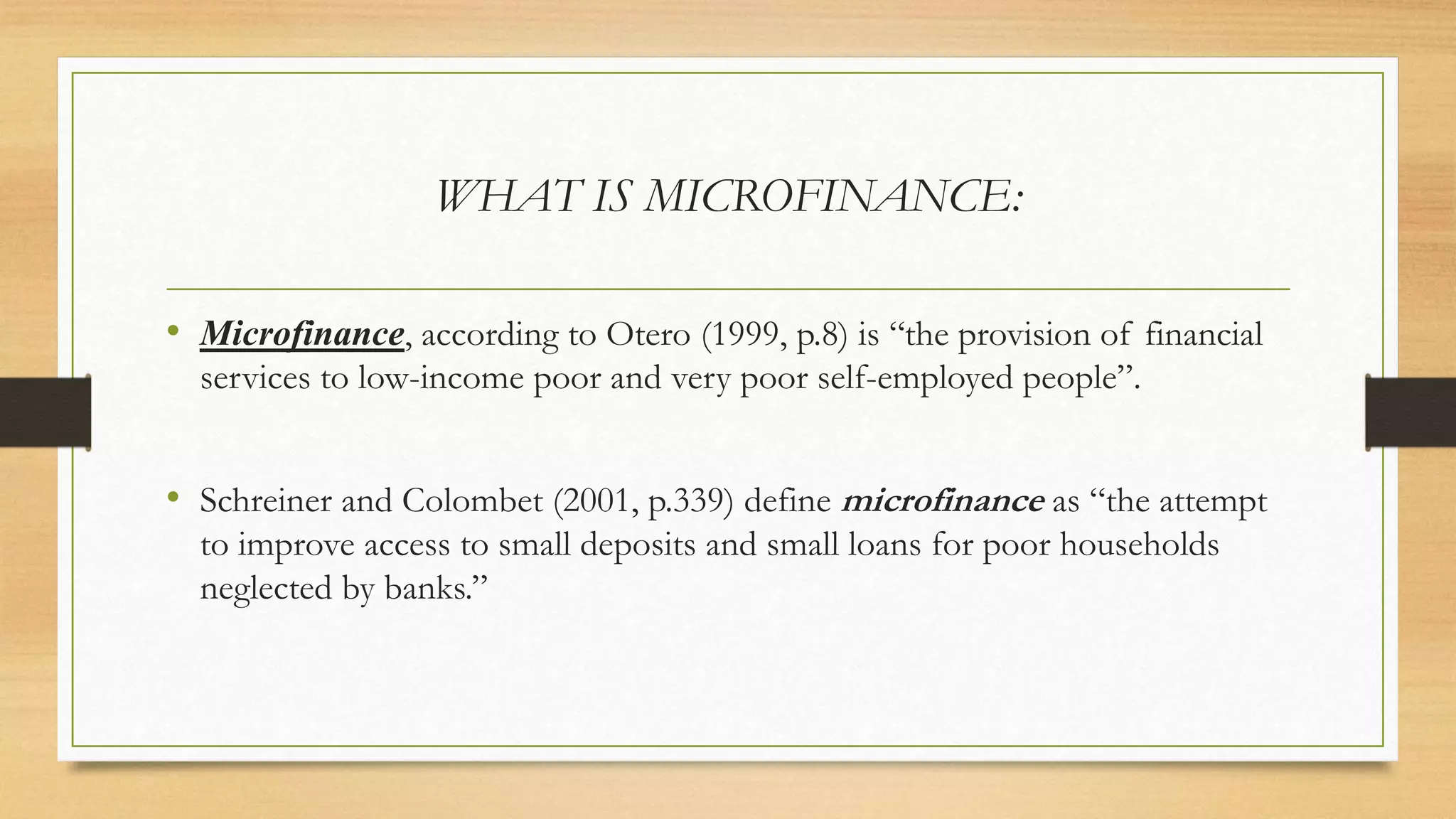 Presentation fin4 dev role of microfinance in ghana | PPTX
