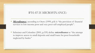 Presentation fin4 dev role of microfinance in ghana | PPTX