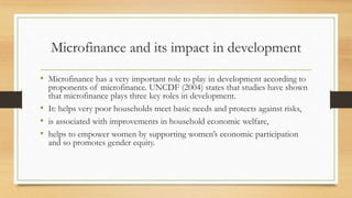 Presentation fin4 dev role of microfinance in ghana | PPTX