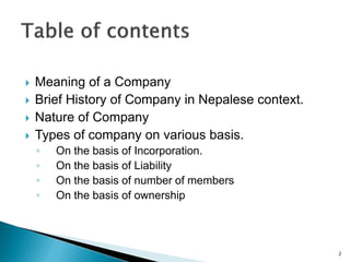 company nature and its types | PPTX