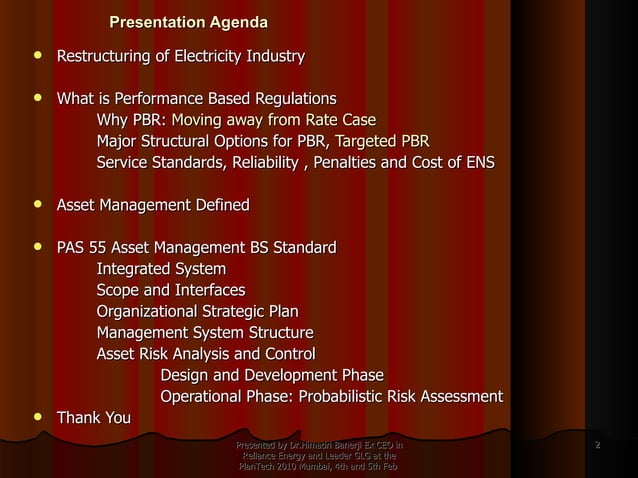 Performance Based Regulation, Implementing an Asset Management ...