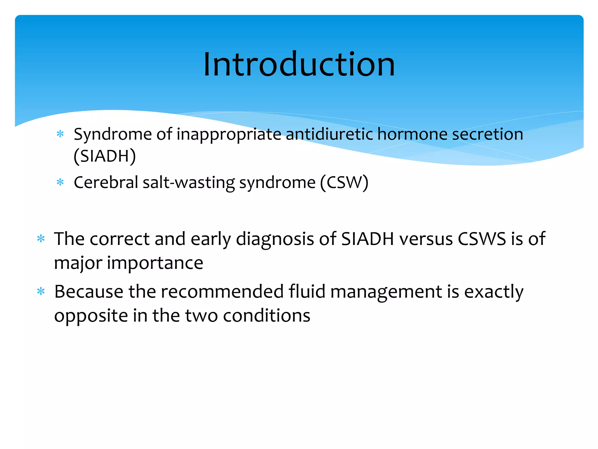 Hyponatremia in neurological patients: cerebral salt wasting versus ...