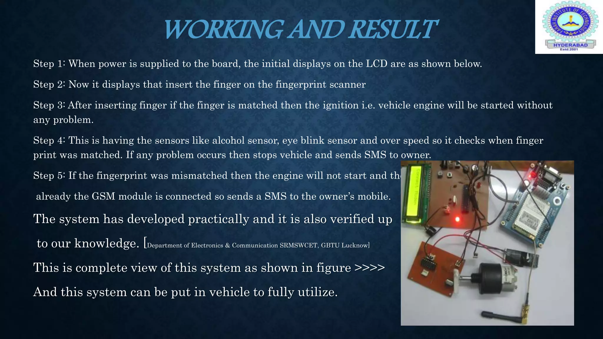 Biometric Vehicle Authentication System | PPTX