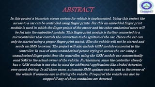 Biometric Vehicle Authentication System | PPTX