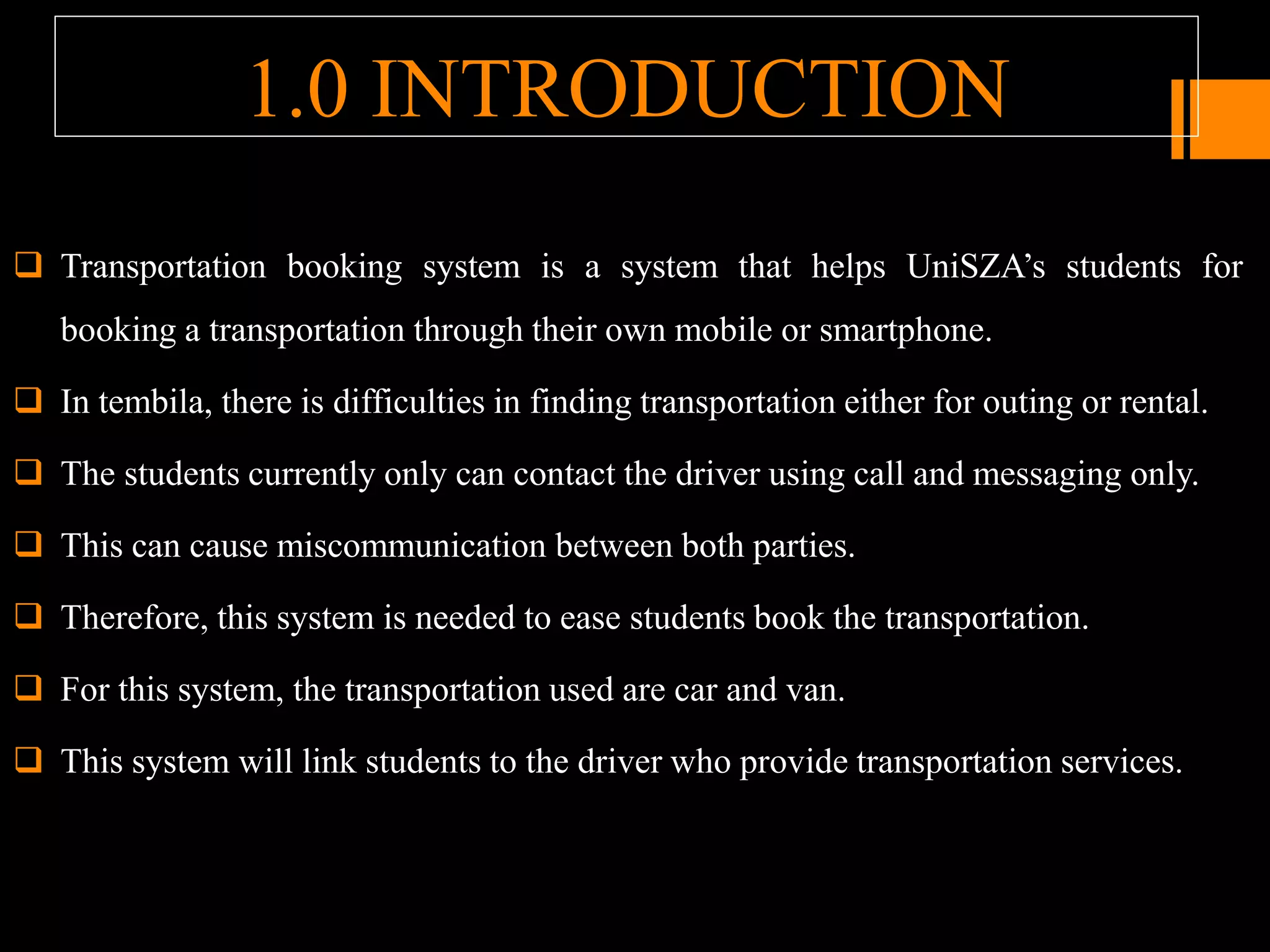 FYP PROJECT : TRANSPORTATION BOOKING SYSTEM VIA MOBILE COMPUTING | PDF