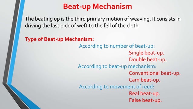 Primary Motion of weaving in Fabric Manufacturing Technology | PPTX ...