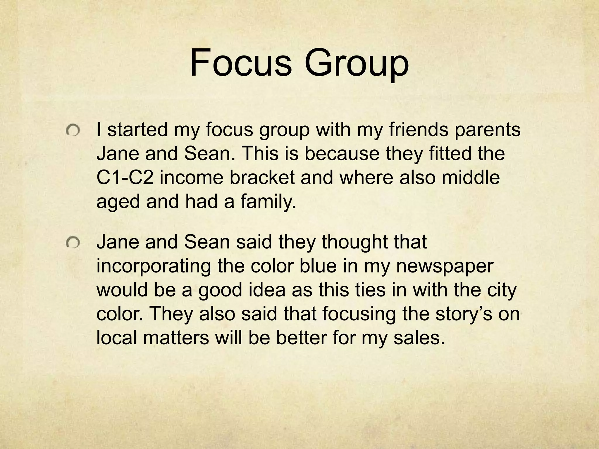Presentation focus group | PPT
