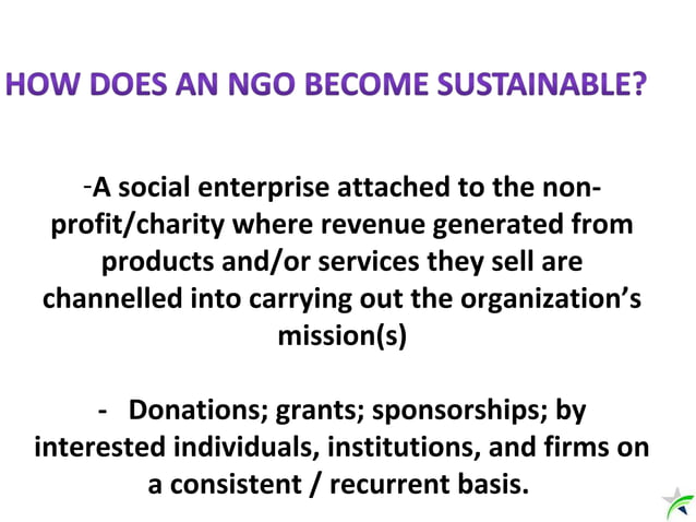 7 steps to NGO/Charity/Non-profit Sustainability and Growth | PPT | Non ...